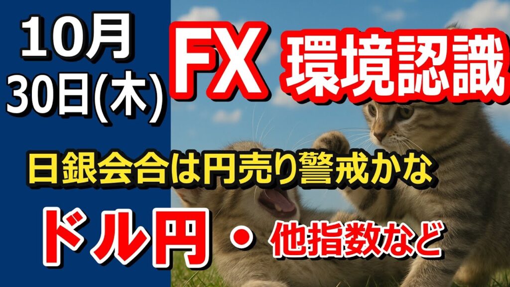 【TAKA FX】日銀会合は円売り警戒かな ドル円他各通貨の環境認識解説。各種指数、GOLDなど 10月30日(木) | investment2000